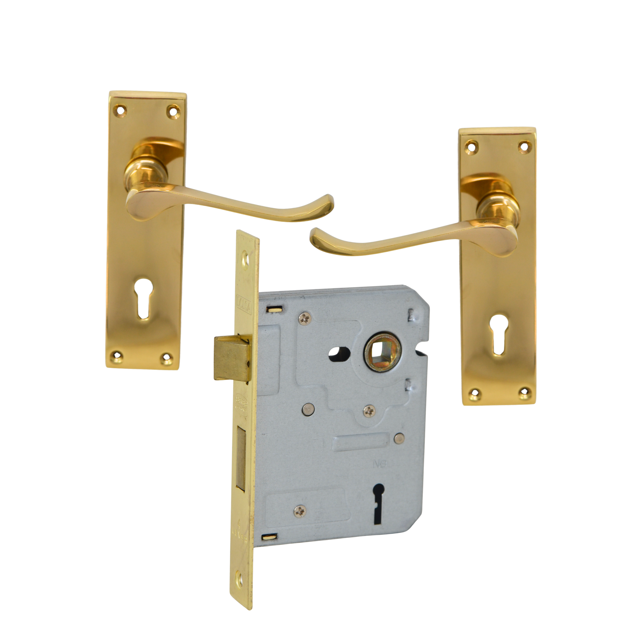 Victorian Handle on Backplate with Two Lever Lock - Decor Handles