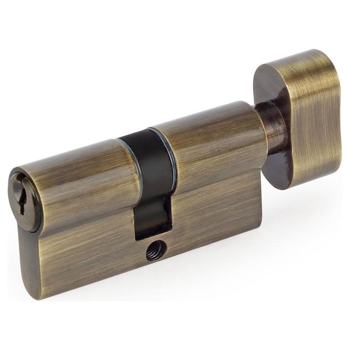 Antique Brass Knob (Thumb turn) Cylinder - 65mm - Decor Handles