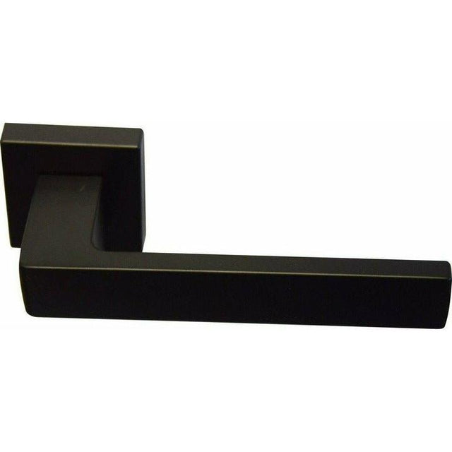 Matt Black Italian lever handle on square rose - Decor Handles
