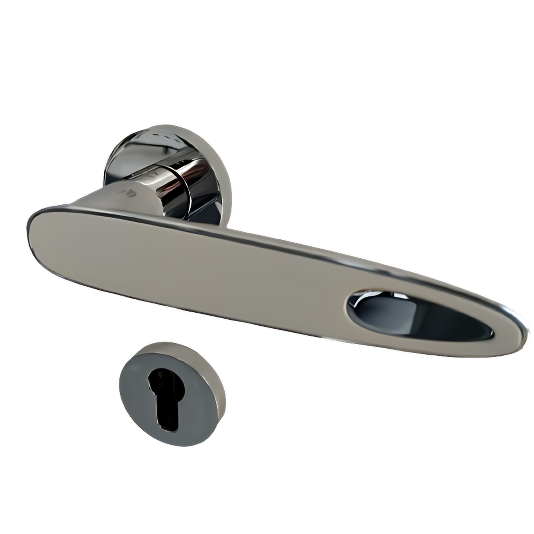 Retro styled chrome lever handle on rose - Decor Handles