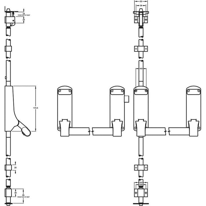 Double Push Bar For Double Rebated Fire Doors - Emergency Exit Panic ...