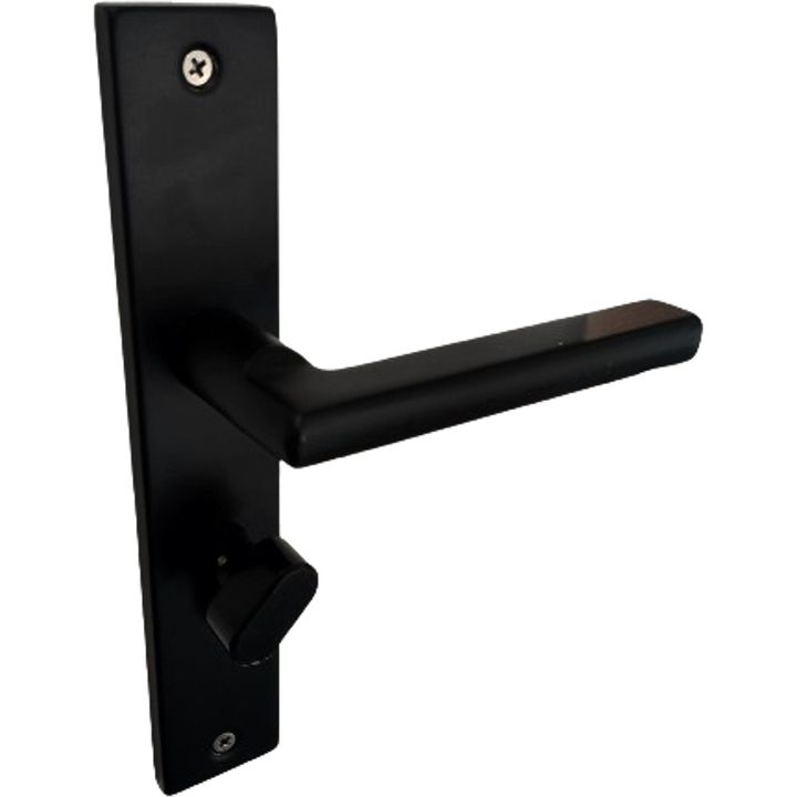 Matt Black lever handle on plate with cylinder keyhole (excludes ...