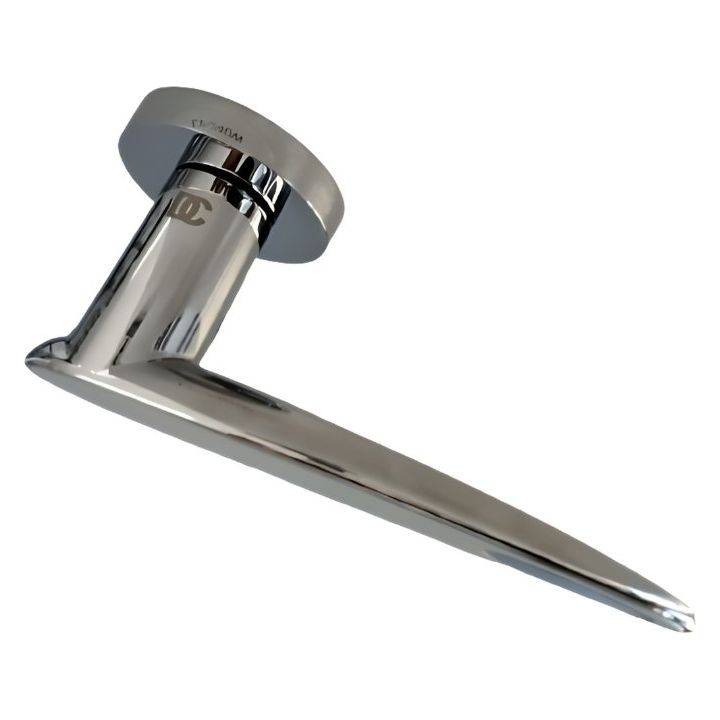 Polished chrome lever handle on rose with white insert - Decor Handles