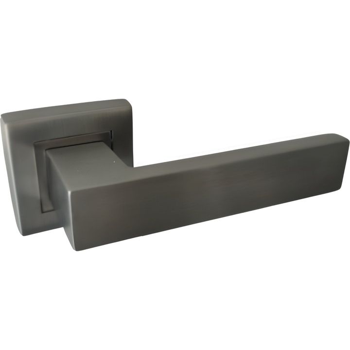 Square stainless steel lever handle on rose - Decor Handles