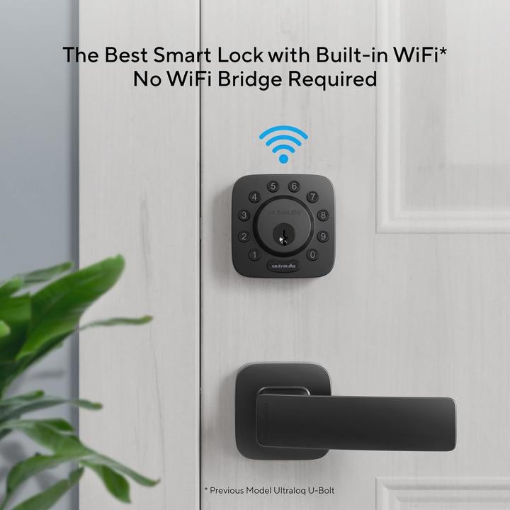 ULTRALOQ U-Bolt WiFi Smart Lock with Built-in WiFi - Black - Decor Handles
